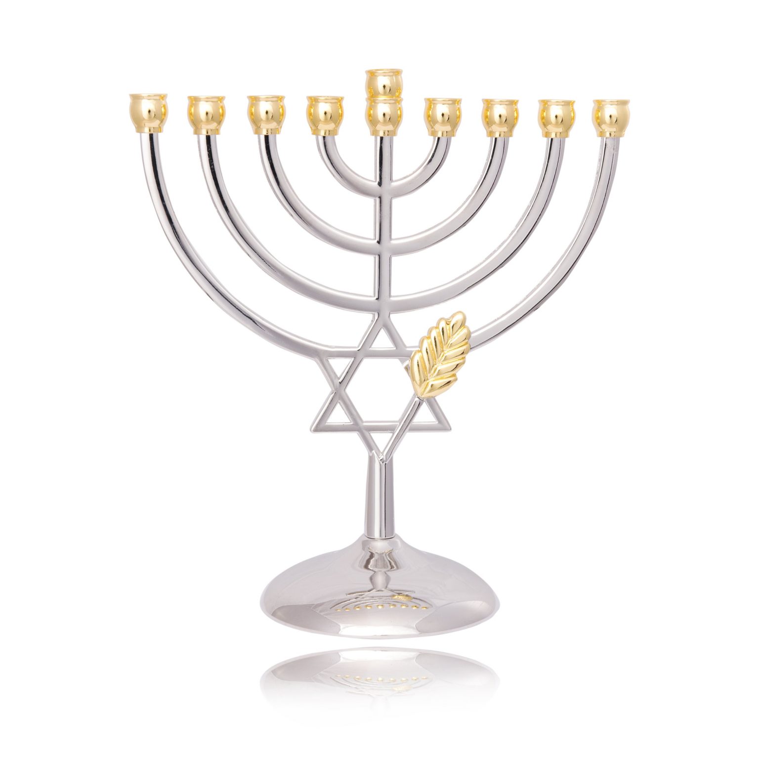 Menora mit Davidstern und Zwölf Stämmen Israels in Gold 16 x 13 cm. Aus ...