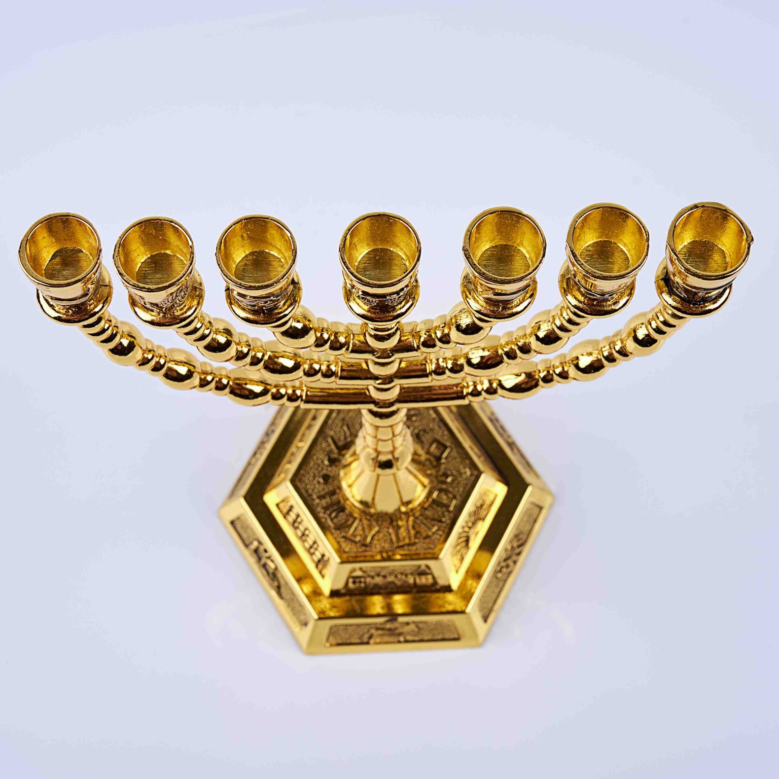 Menora 12 Stämme Israel aus Messing in Gold, 7 Armen. Höhe – 16 cm ...